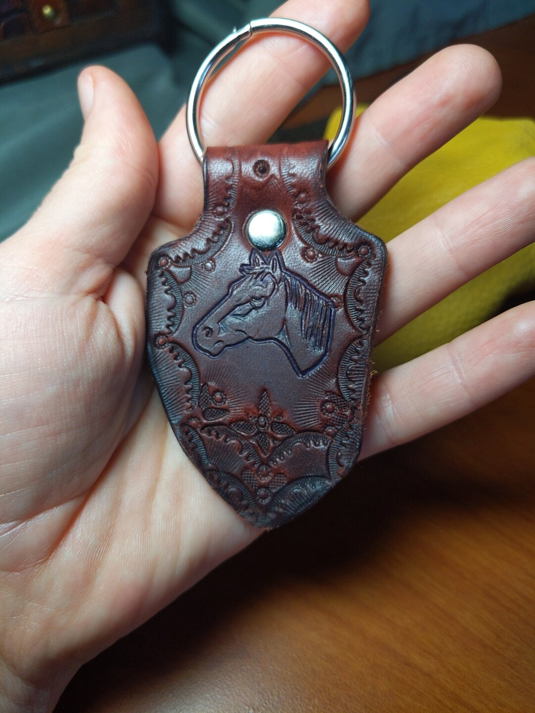Leather Horse Stamped Keychain - Etsy