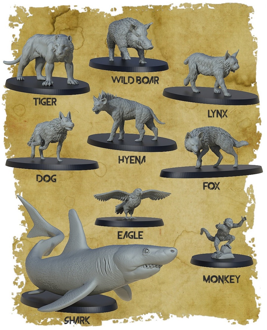 Animals Set 2 | Beast | Medium | Large | Huge | D&D | Pathfinder | 28mm ...