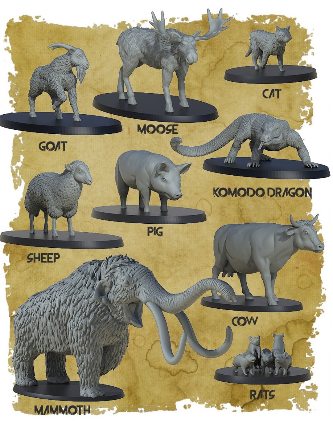 Animals Set 3 | Beast | Medium | Large | Huge | D&D | Pathfinder | 28mm ...
