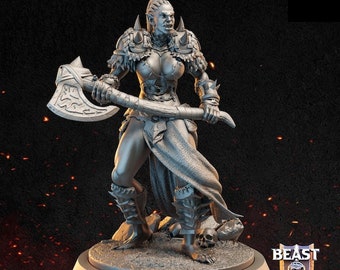 Elit Skullsplitter Orc Queen Female Orc Humanoid Medium D&D Pathfinder TTRPG 32mm 75mm Miniature ...