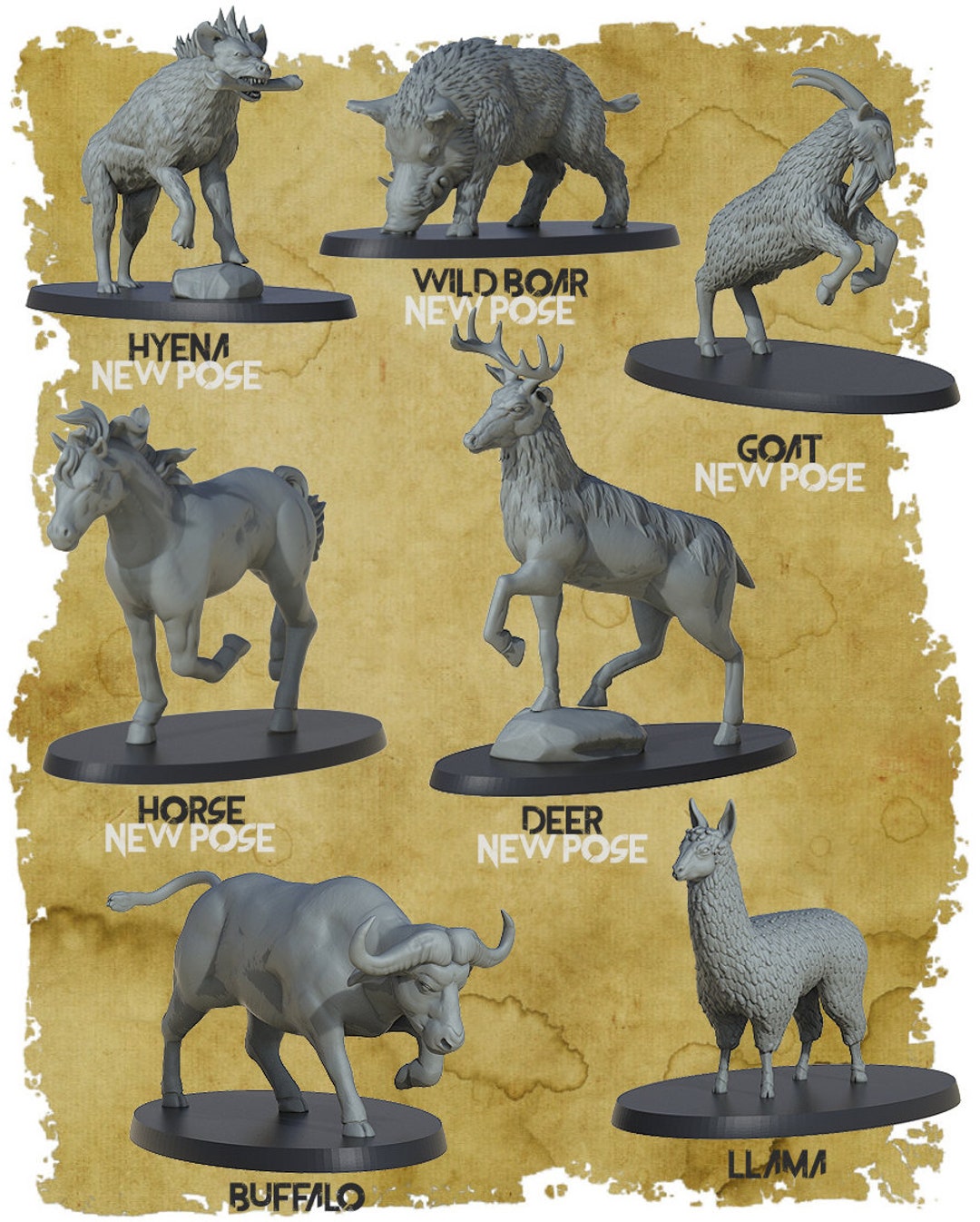 Animals Set 6 | Beast | Medium | Large | Huge | D&D | Pathfinder | 28mm ...