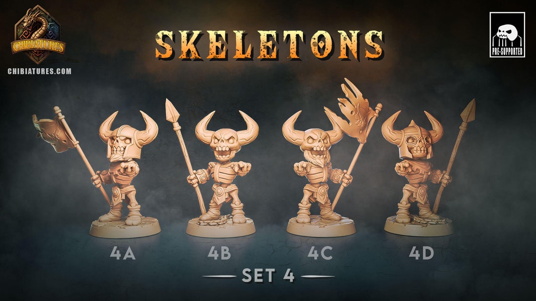 Skeleton Set 4 With Brick Base Undead Medium D&D Pathfinder TTRPG 75mm ...