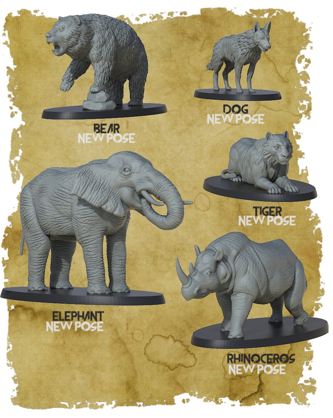Animals Set 5 | Beast | Medium | Large | Huge | D&D | Pathfinder | 28mm ...