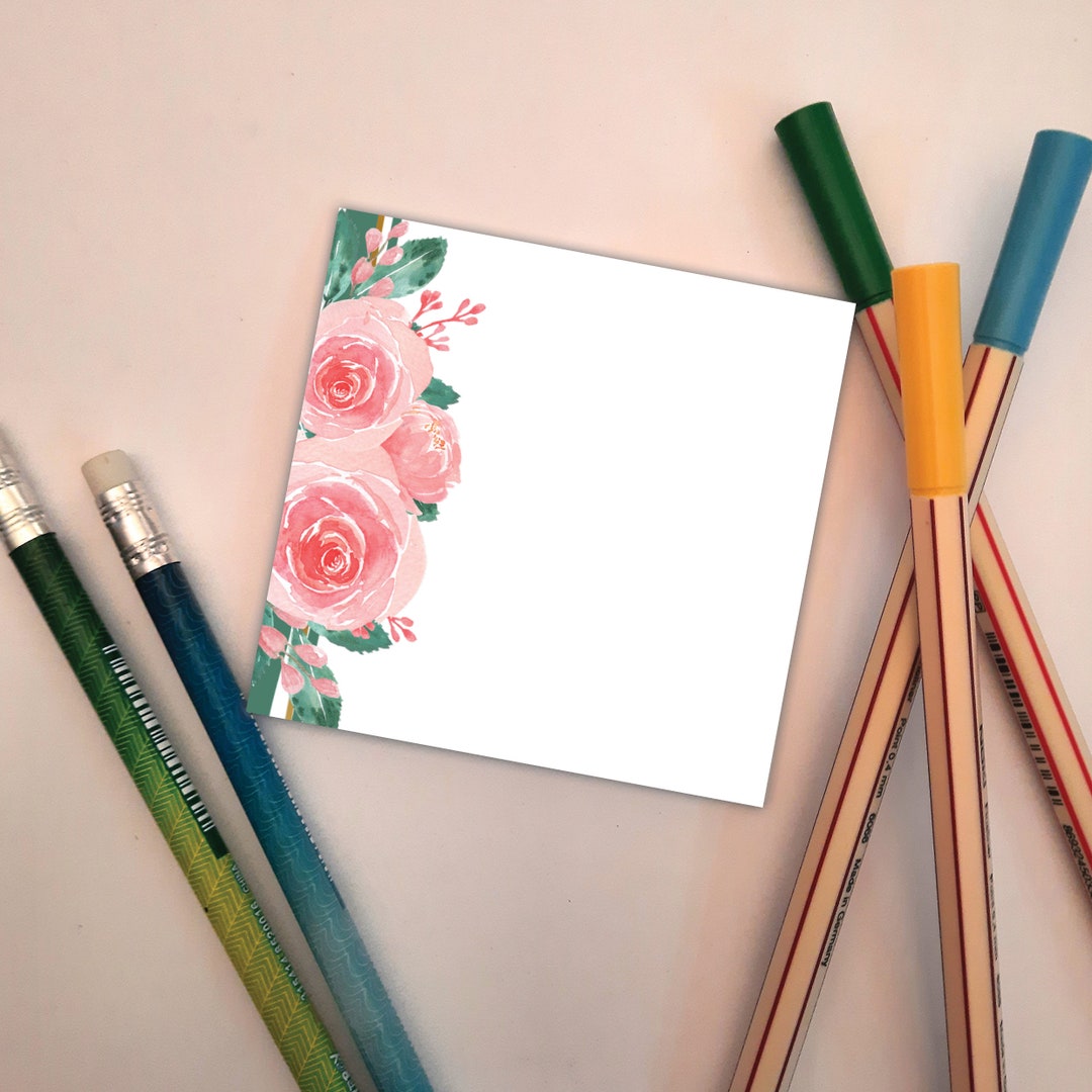 Side Roses Note Pad | Memo | Note Block | Square | Free Shipping - Etsy