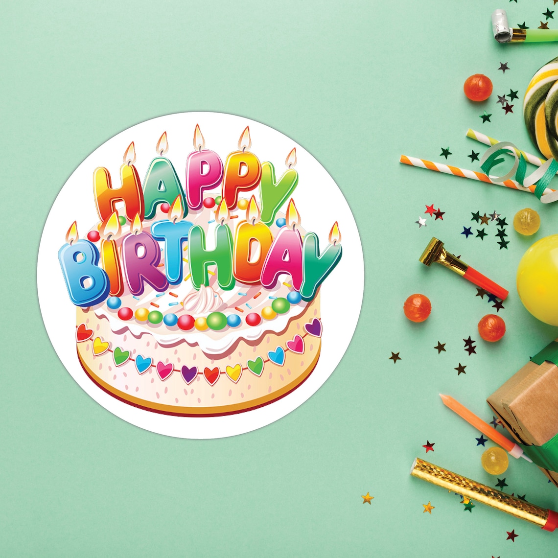 40x Birthday Stickers Birthday Cake Label Seals Party | Etsy