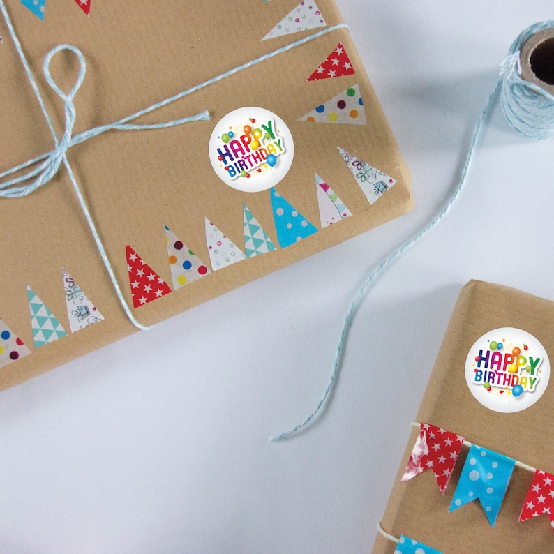 Happy Birthday Round Stickers X40 or More Label Seals - Etsy