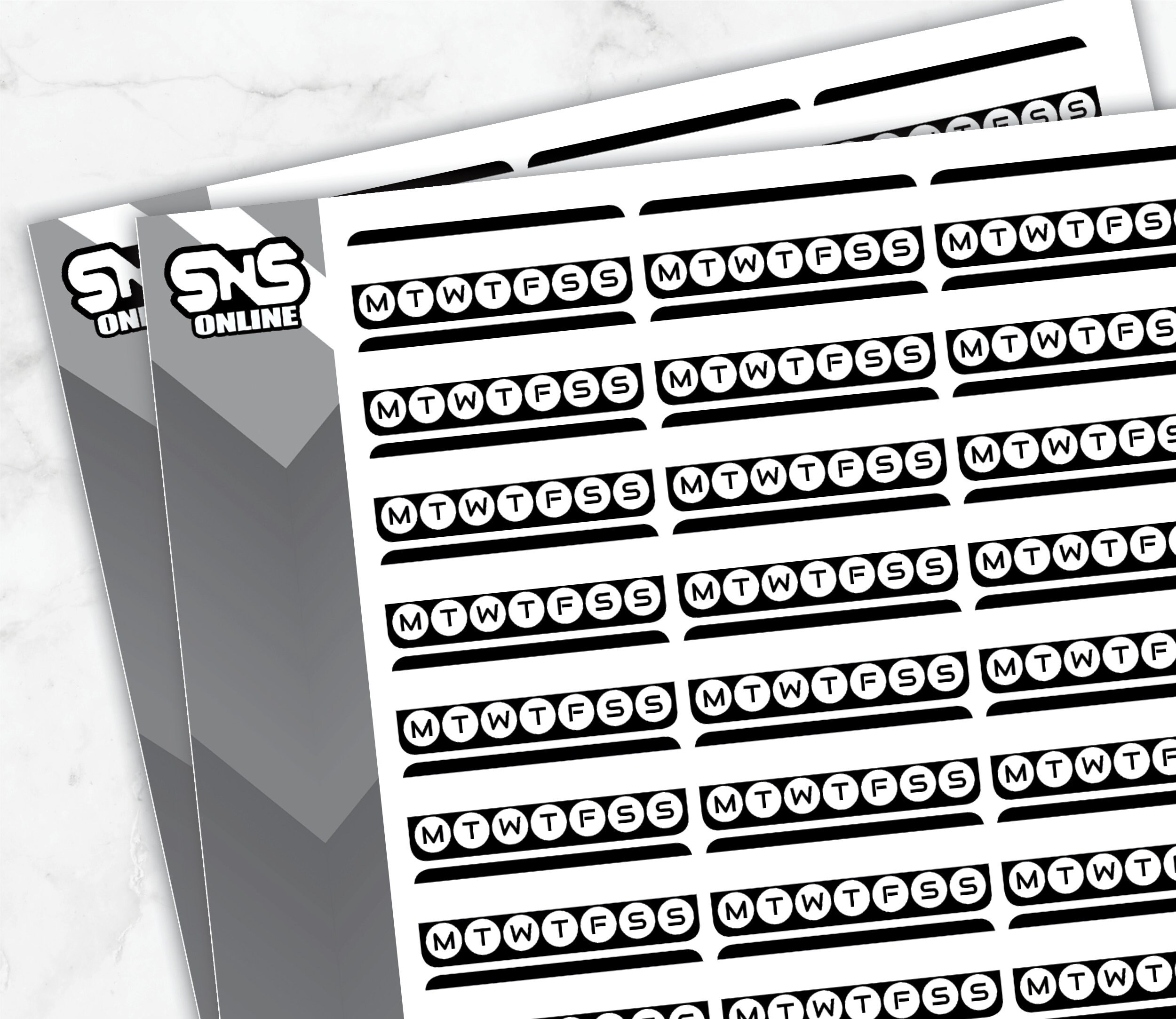 Black Days Week Mini Daily Icon Stickers Calendar Planner Organization ...