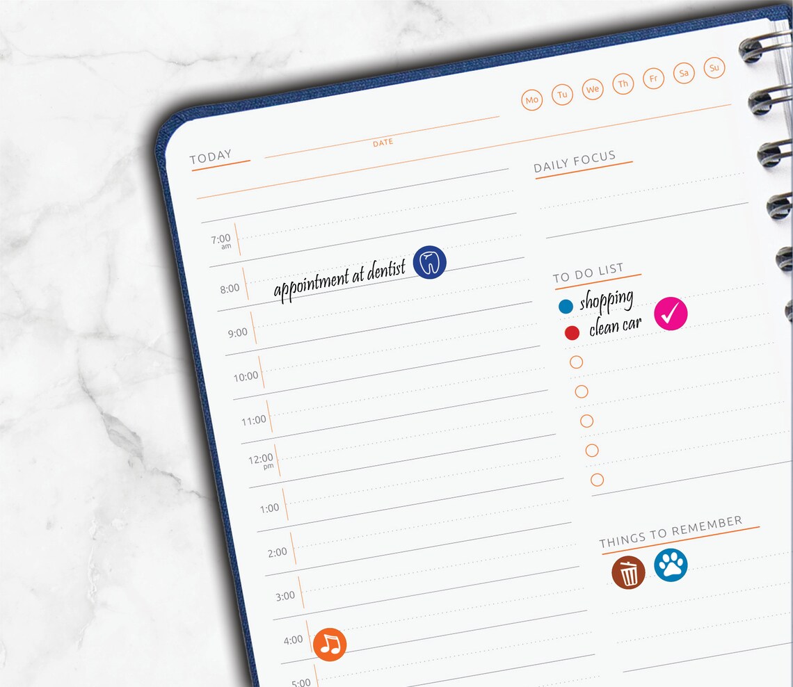 Cross Mini Daily Icon Stickers Calendar Planner | Etsy