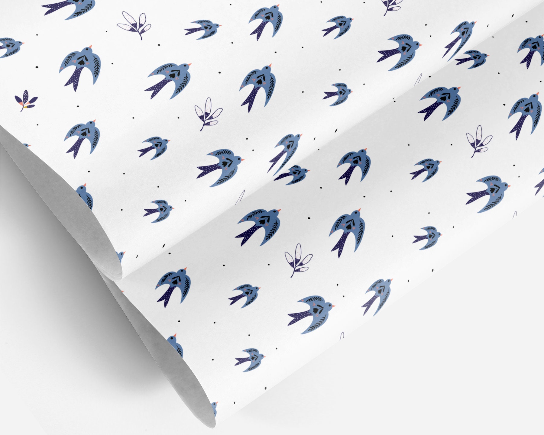 Luxury Gift Wrap Featuring A Blue Bird Wrapping Paper