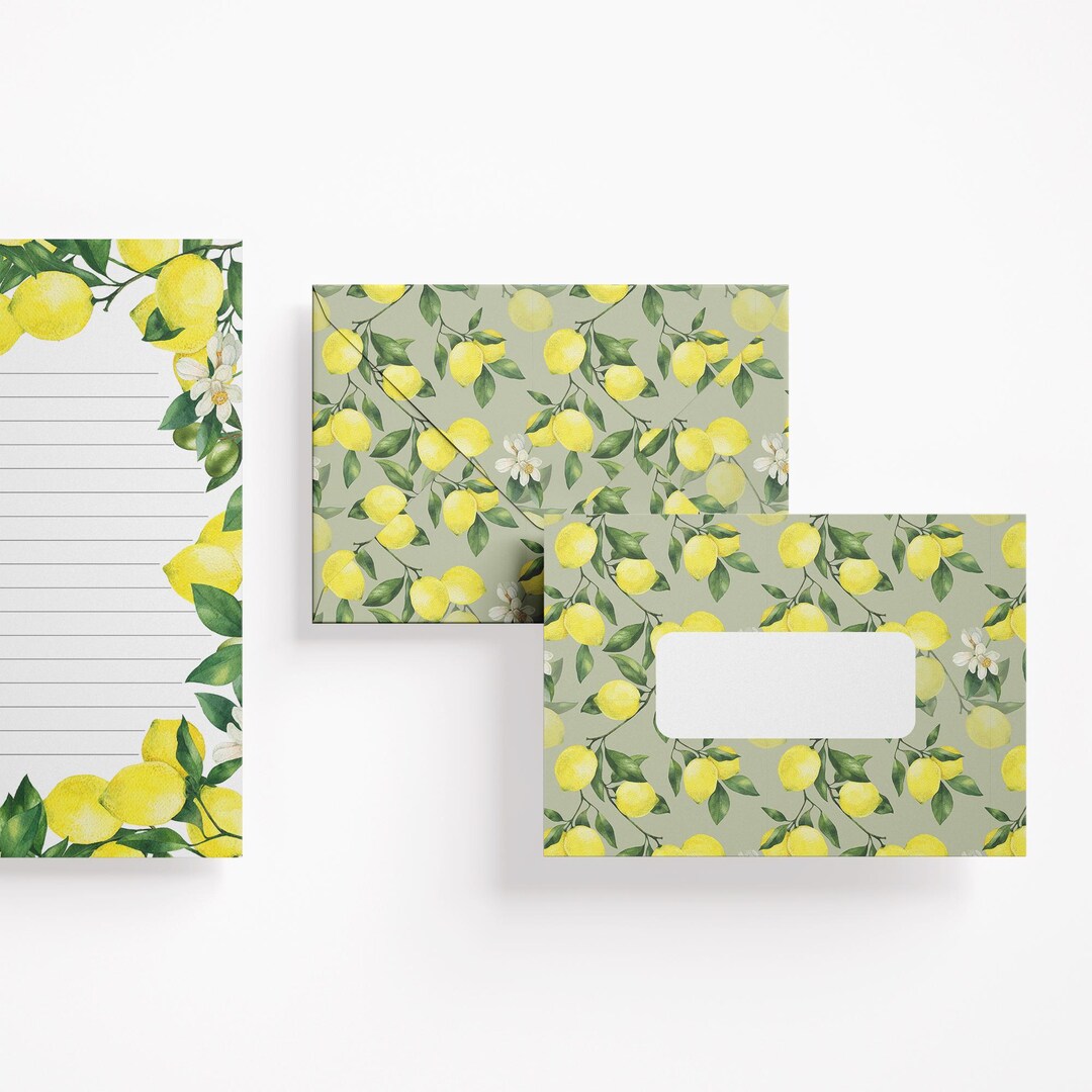 Lemon Writing Paper Set Letter Writing Set - Etsy