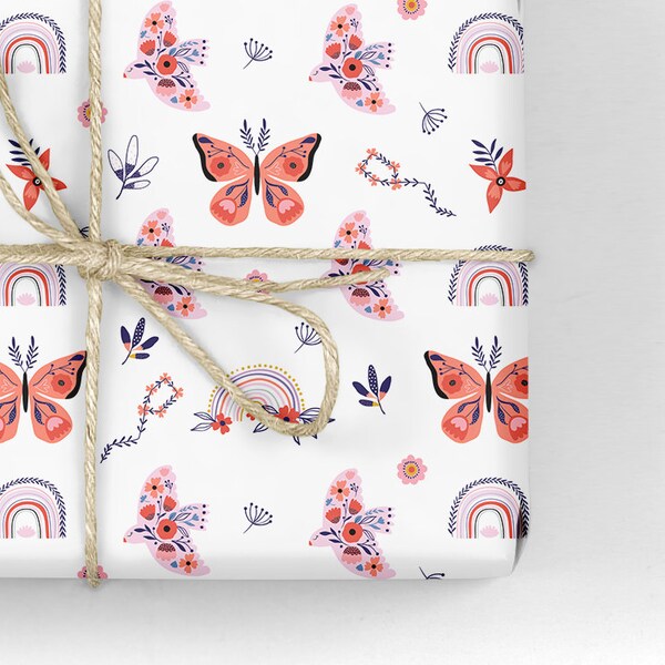 Butterfly Wrapping Paper Roll Etsy