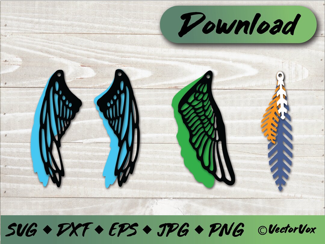 Stacked Wing Earring SVG Bundle | Feather Earring SVG | Earring ...