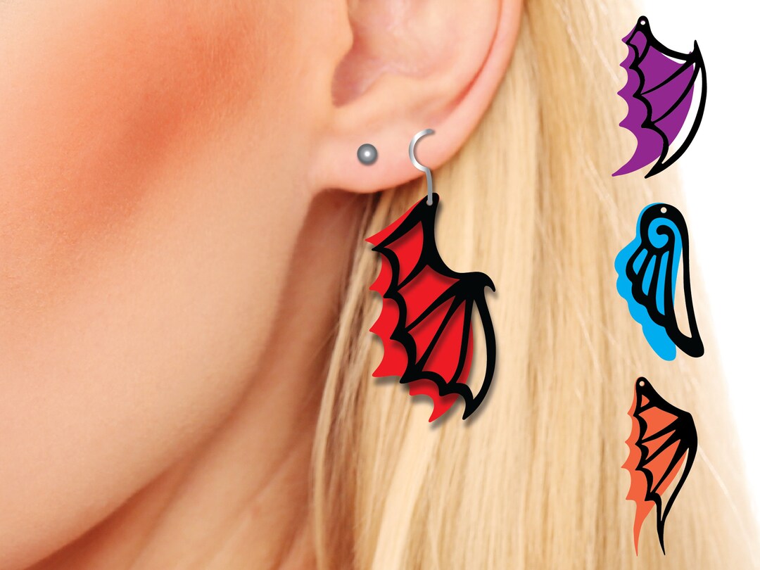 Stacked Wing Earring SVG Bundle | Leather Earring SVG | Earring ...