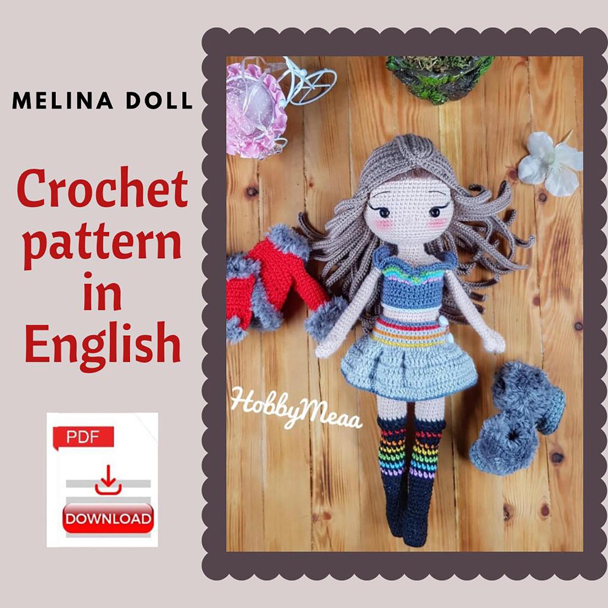 Crochet Pattern for Doll Melina, PDF English Amigurumi - Etsy
