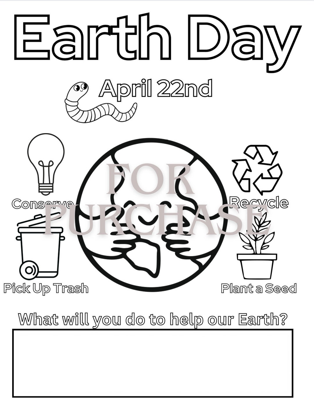 Earth Day Printable PDF Worksheet Download - Etsy
