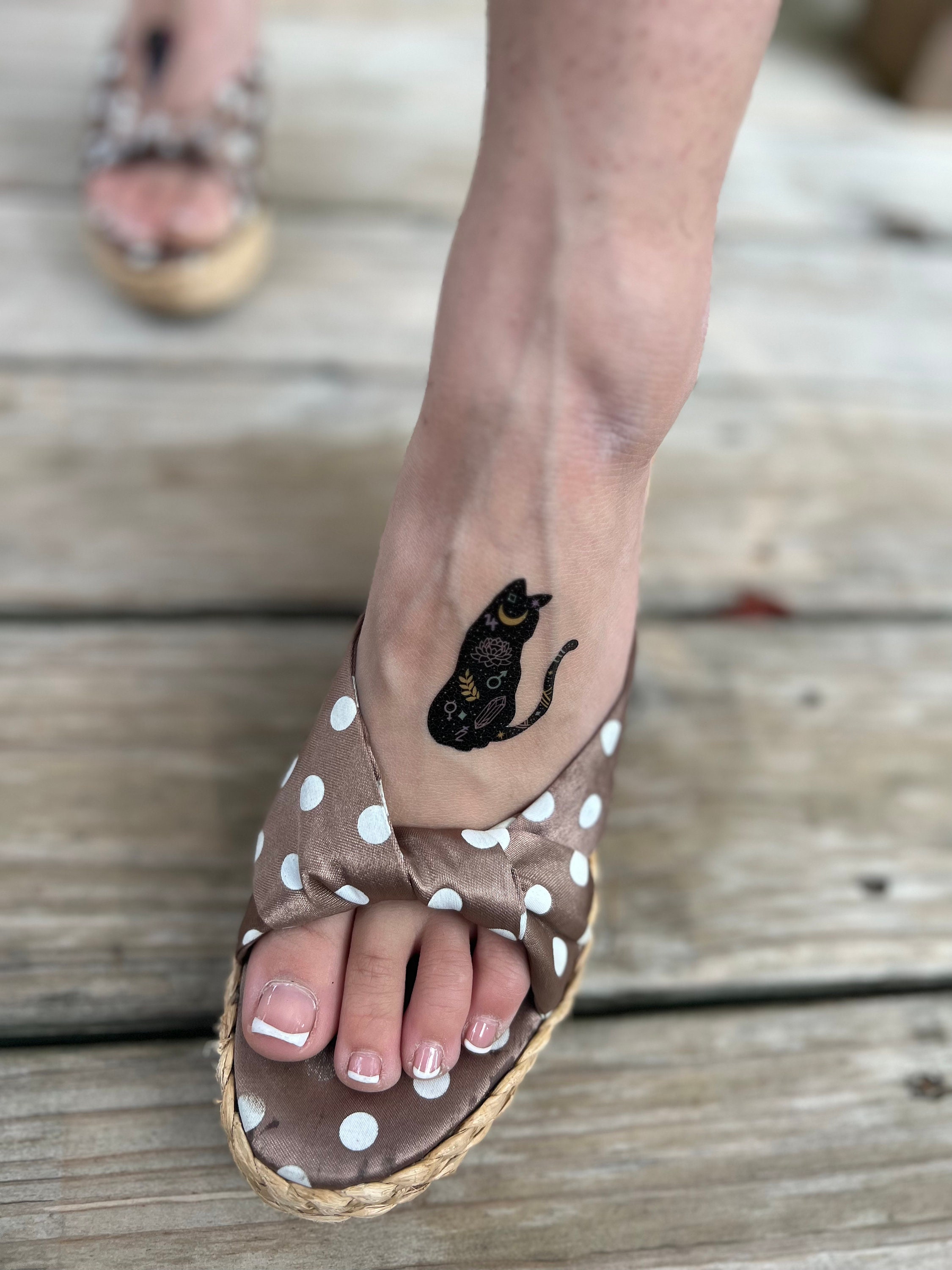 Mystic Black Cat Temporary Tattoo, Black Cat Temporary Tattoo, Mystical ...