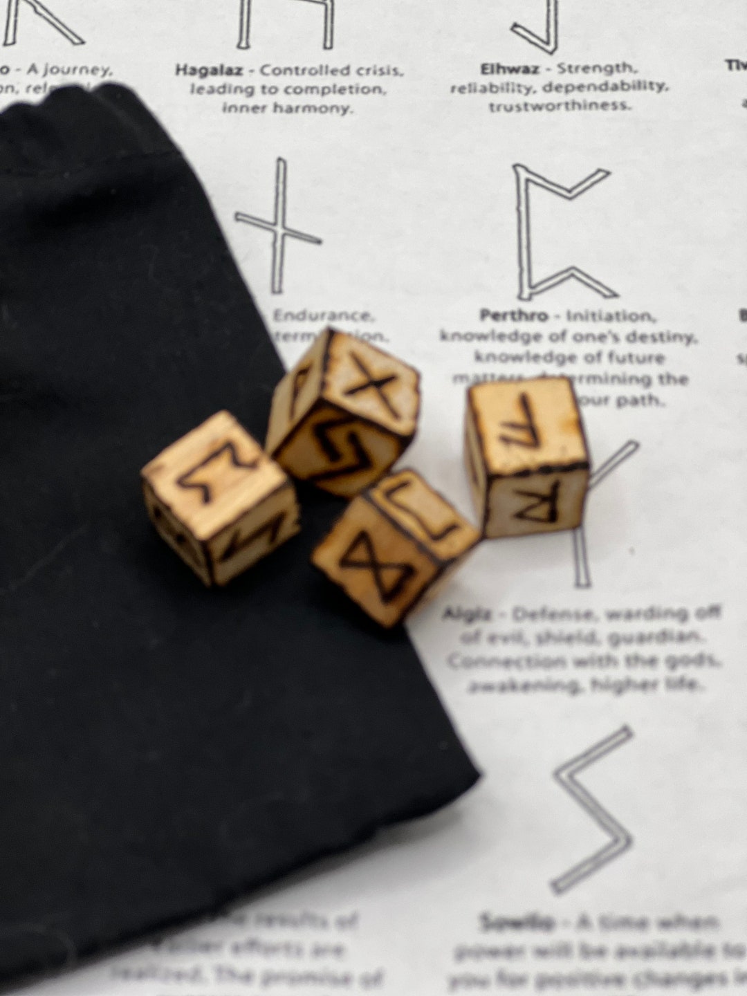 Hand Crafted, Wood Elder Futhark Dice, Rune Dice Set, Rune Dice DND ...