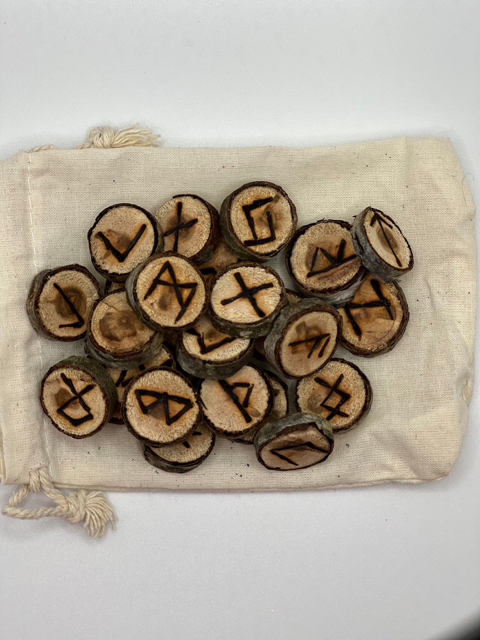 Hand Cut Oak Elder Futhark Rune Set, Divination Runes - Etsy