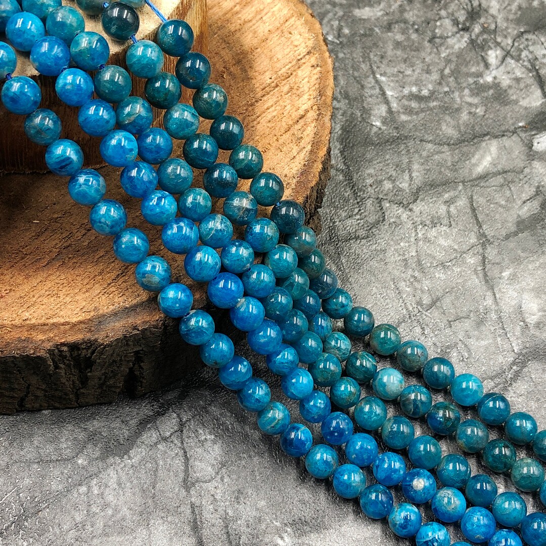 Natural Blue Apatite Beads: 8mm Round Gemstone, DIY Jewelry Making - Etsy