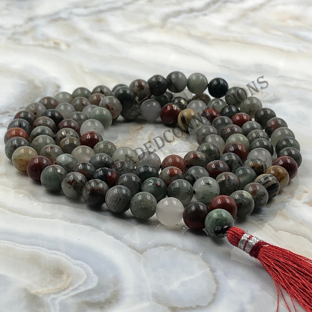 Red Bloodstone Mala: 8mm, 108 Prayer Beads Necklace - Etsy