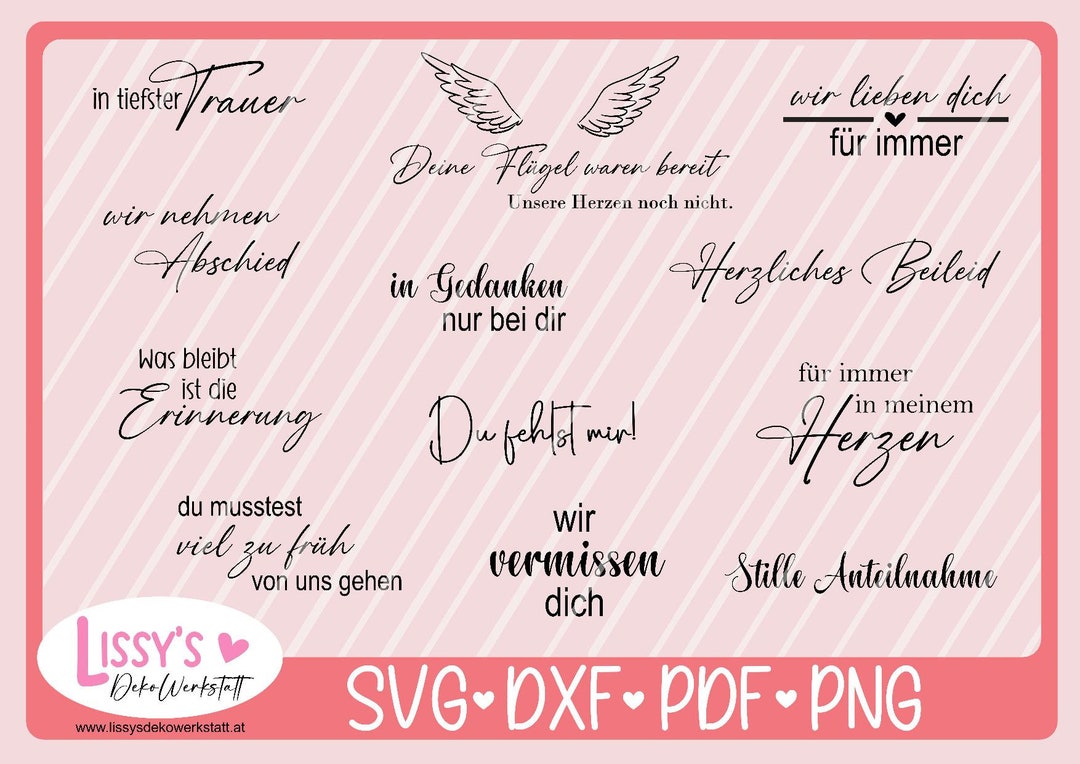 Plotterdatei-Bundle Trauer, Abschied, Begräbnis, Plotterdatei Schriftzug, svg dxf, Verlust - Etsy.de