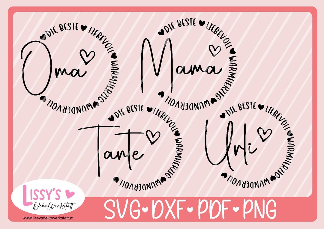 Plotterdatei Oma Mama Tante Urli Geschenke Spruch Deutsch, Plotterdatei Schriftzug, svg dxf ...