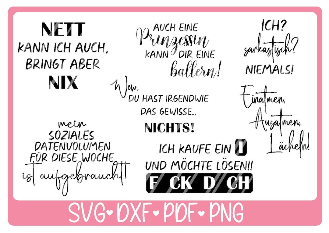 Plotter File Funny Sayings T-shirt German for Shirts, Bags Pillows ...