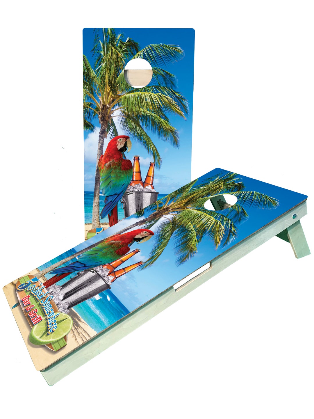 Parrot Beach Bar and Beer Themed Paradise Cornhole Boards - Etsy