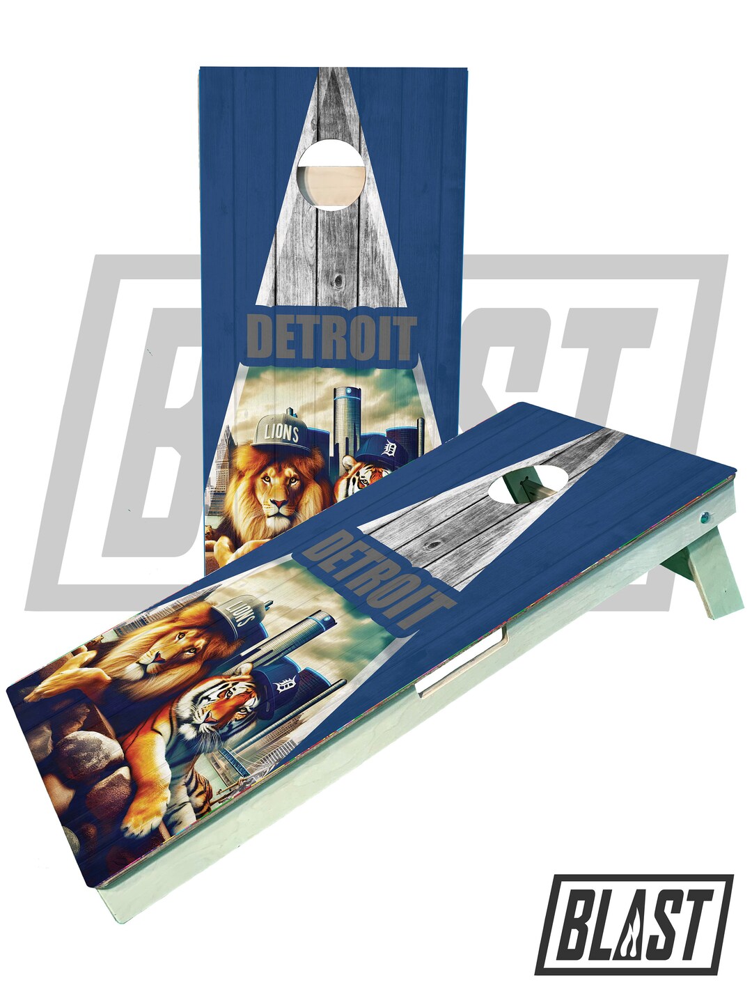 Detroit Football/baseball Cornhole Boards/bagtoss Game ACL Regulation ...