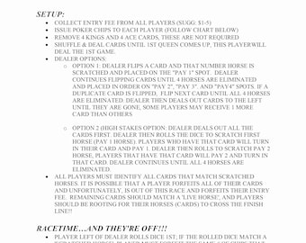 Horse Race Game Rules (downloadable) - Etsy