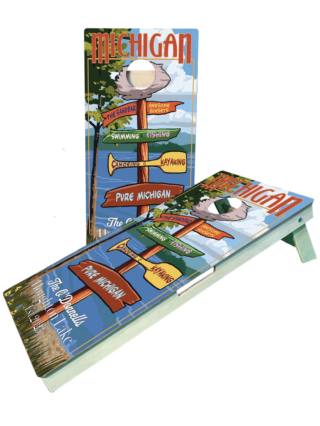 Michigan Great Lakes Monogram/last Name/ Established/wedding Cornhole ...