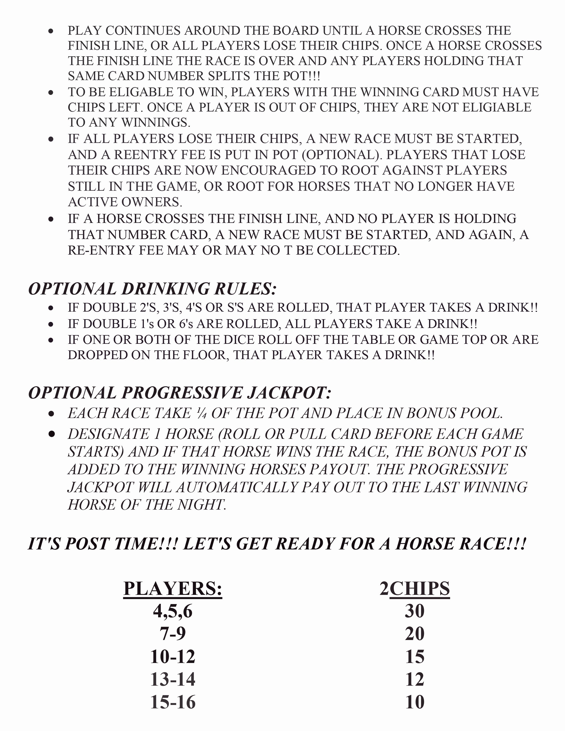 Horse Race Rules - Etsy