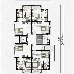 3-story Apartment Plan: 19 Flats Residence (PDF & JPG) - Etsy UK
