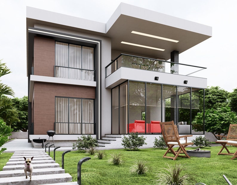 Plano de la casa / Plano de la casa moderna de 6 dormitorios y 4 baños / Plano de la casa de 2 ...