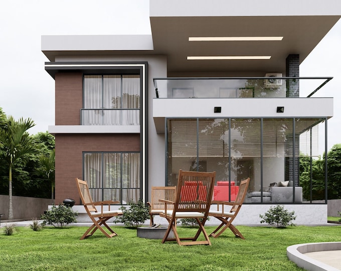 Full Detailed Modern House Plan 15m X 23m- Modern Floor Plans, 4 ...