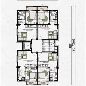 3-story Apartment Plan: 19 Flats Residence (PDF & JPG) - Etsy UK