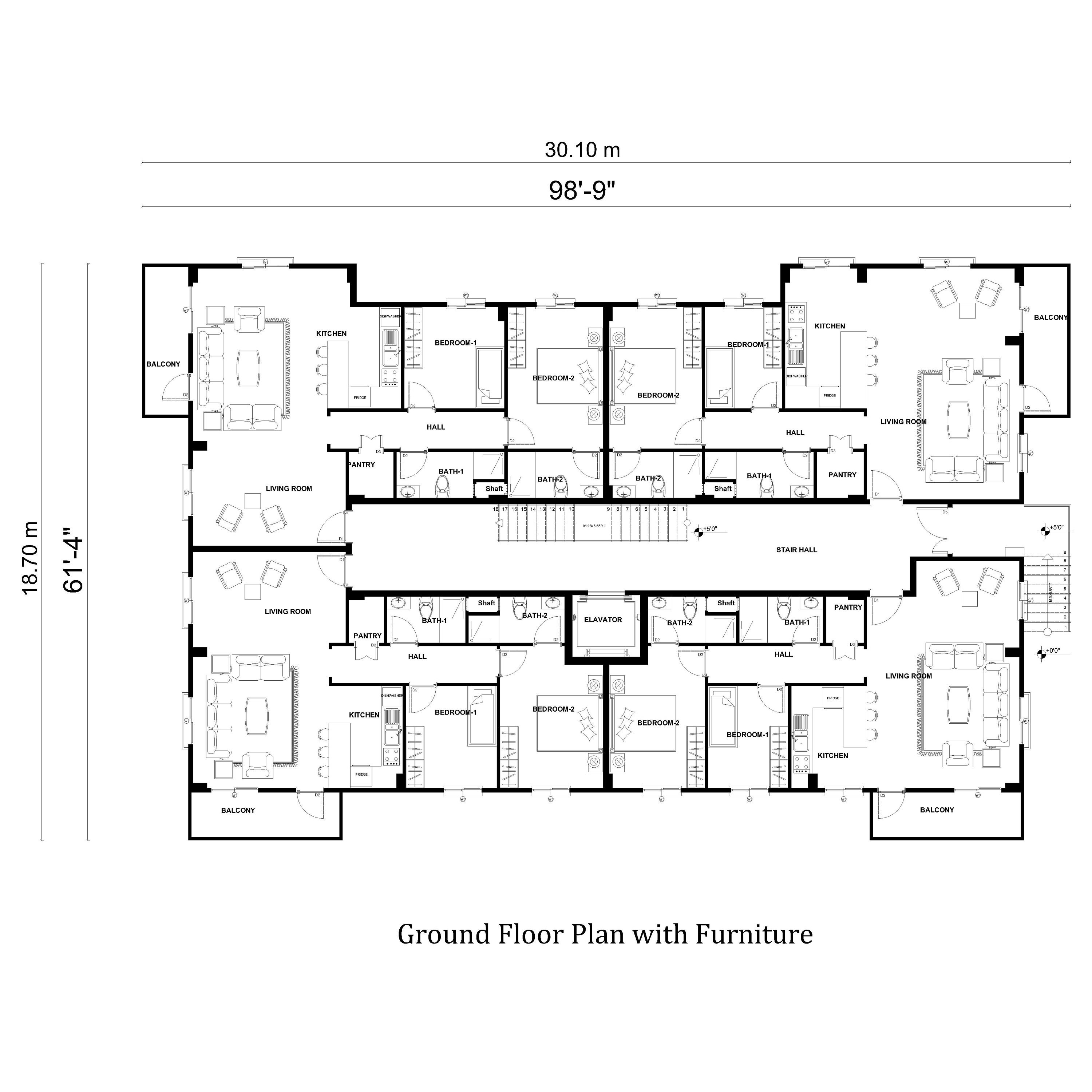 Apartment Plan Modern House Plan Residence Plan Free CAD - Etsy