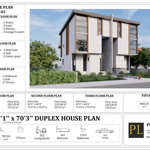 Duplex House Plan | 4 Bedroom 3.5 Bathroom | 3 Story | 13274 SQFT | PDF File (imperial+metric ...