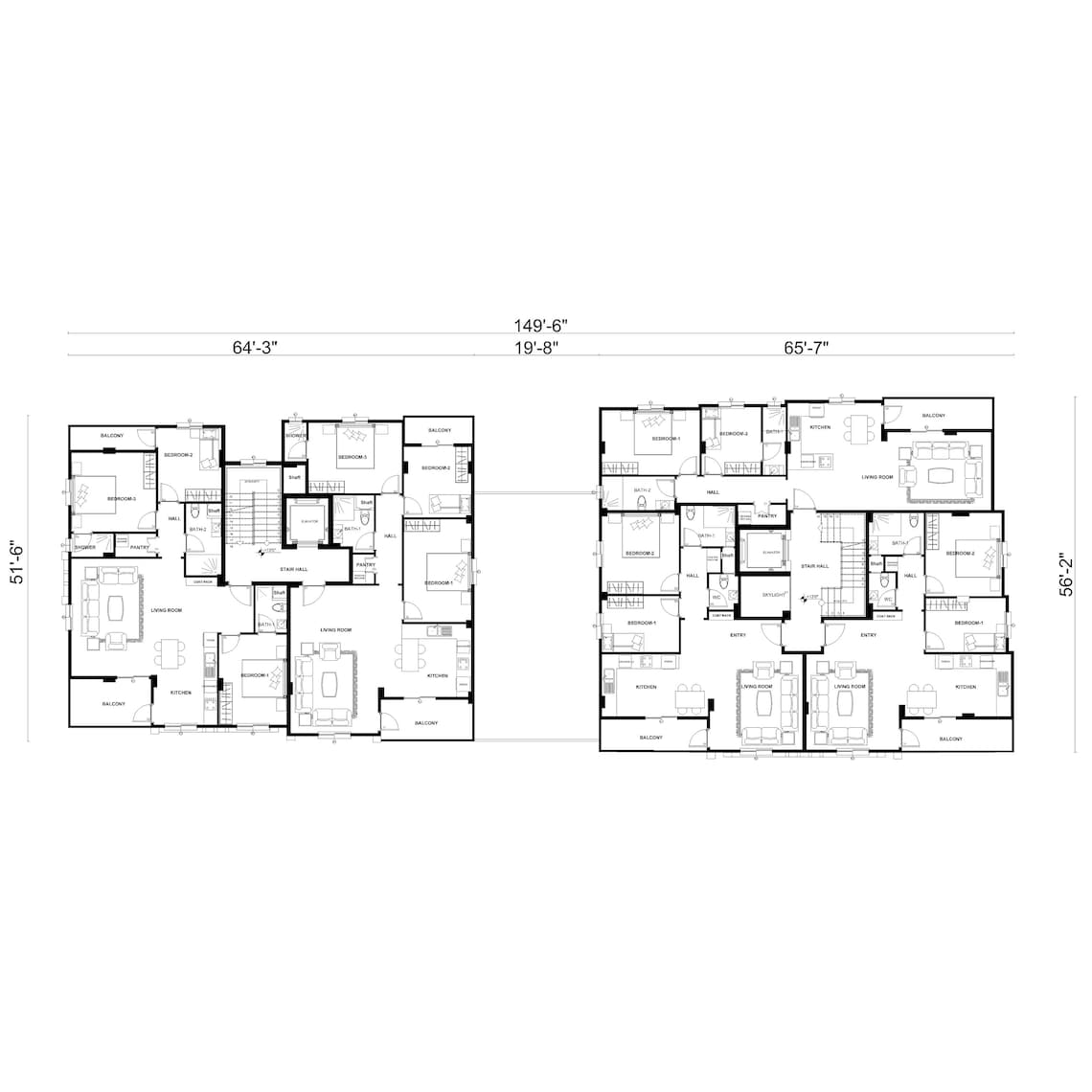 Apartment Plan Modern House Plan Residence Plan Free CAD - Etsy UK