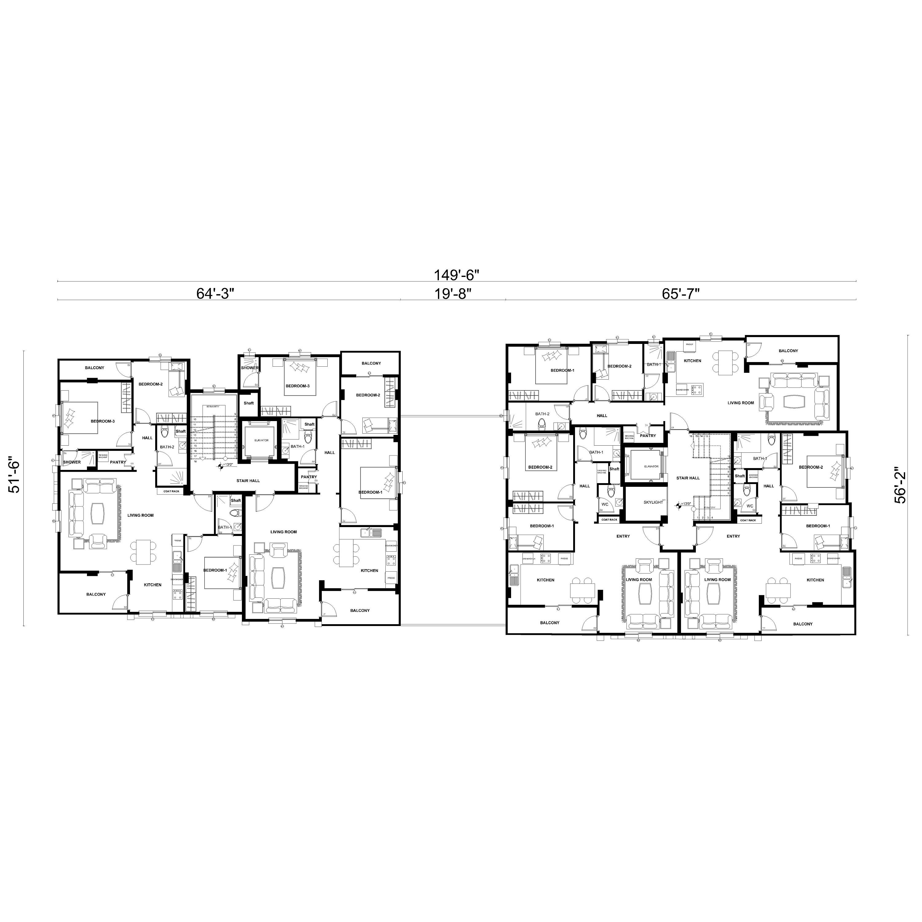 Apartment Plan Modern House Plan Residence Plan Free CAD - Etsy UK