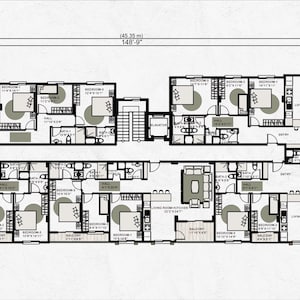 Modern 5-story Apartment Plan: 20 Flats (PDF & CAD Files) - Etsy