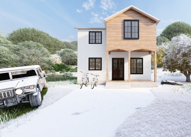 2 Bedroom Tiny House Plan: Two-story Cabin Design (PDF Files). - Etsy