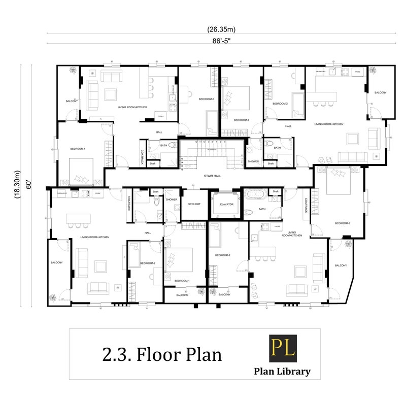 Apartment Plan Modern House Plan Residence Plan Free CAD - Etsy UK