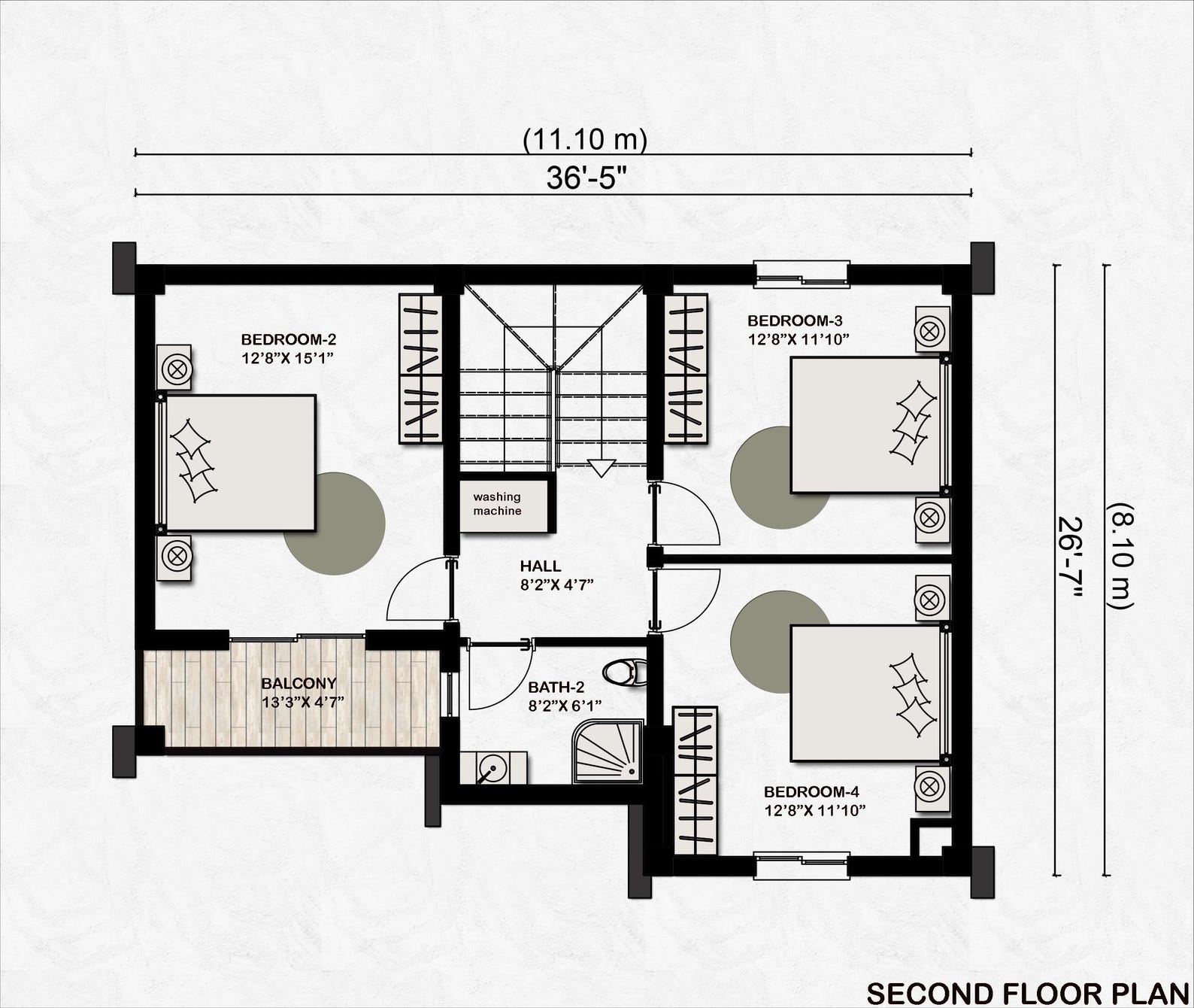 Tiny House Plan, 4 Bedroom Tiny House,2 Bathroom House Floor Plan ...