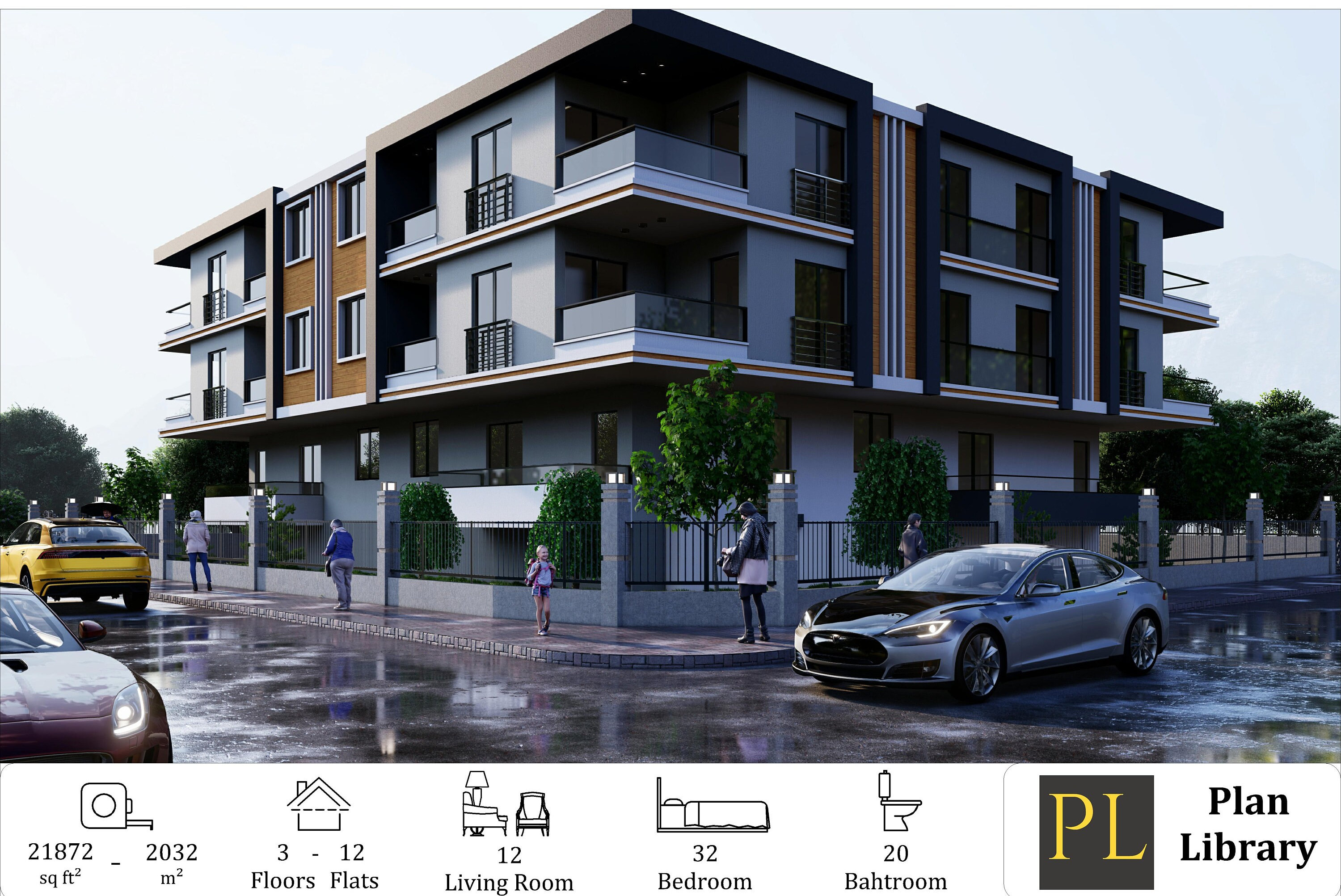4 Storey Residential Building Floor Plan