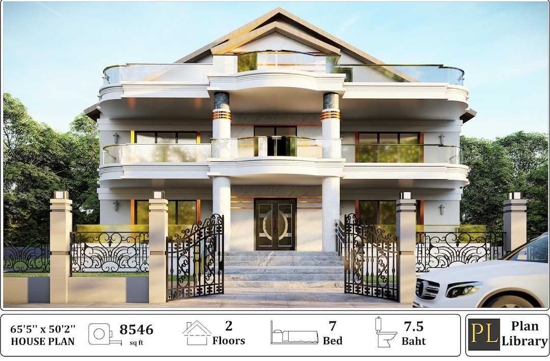 Modern 7 Bedroom House Plan | Two Story Luxury Home Design | Large ...