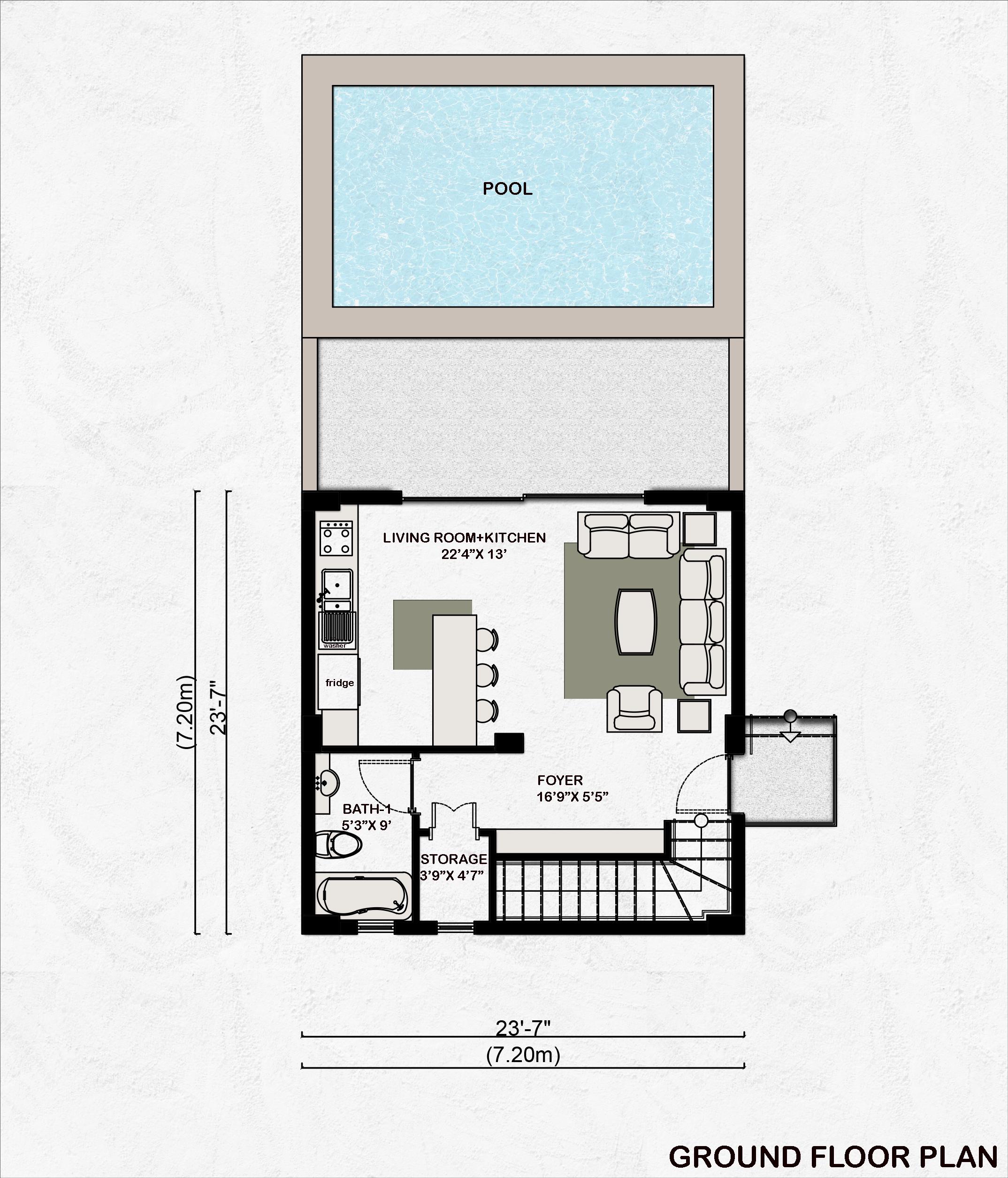 Modern 2 Bedroom House Plan: 1216 SQFT, 2 Story (CAD & PDF) - Etsy