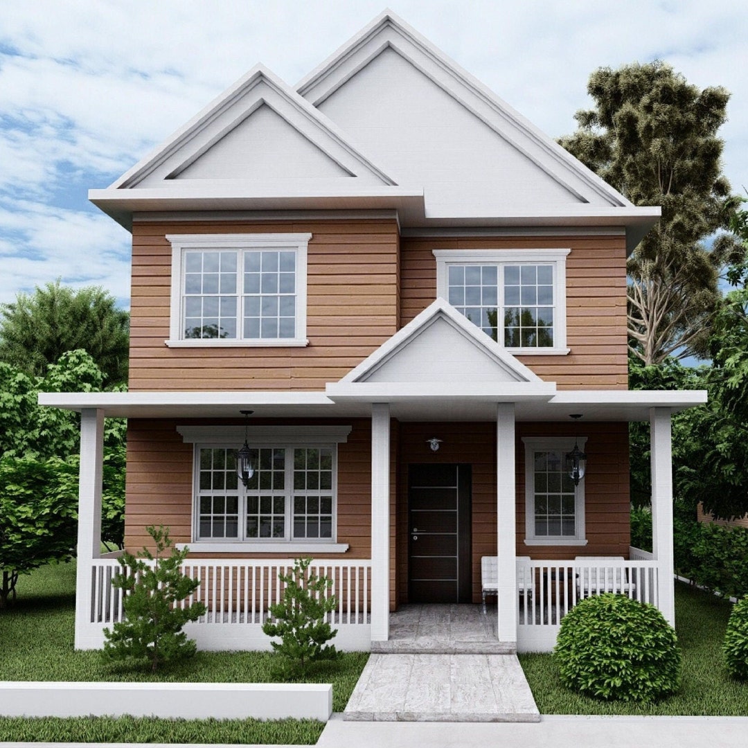 Two Story House Plan: 4 Bedroom, 2 Bath (1542 Sq Ft) (PDF File) - Etsy