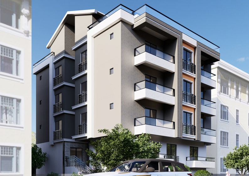 4-story Modern Apartment Building Plan – 19 Flats | Digital Download - Etsy