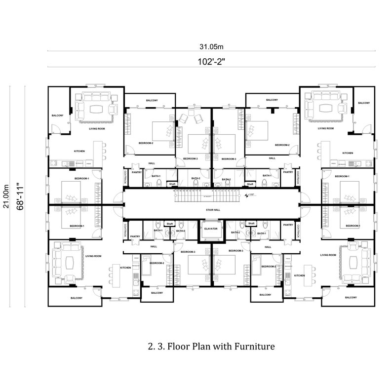 Apartment Plan Modern House Plan Residence Plan Free CAD - Etsy